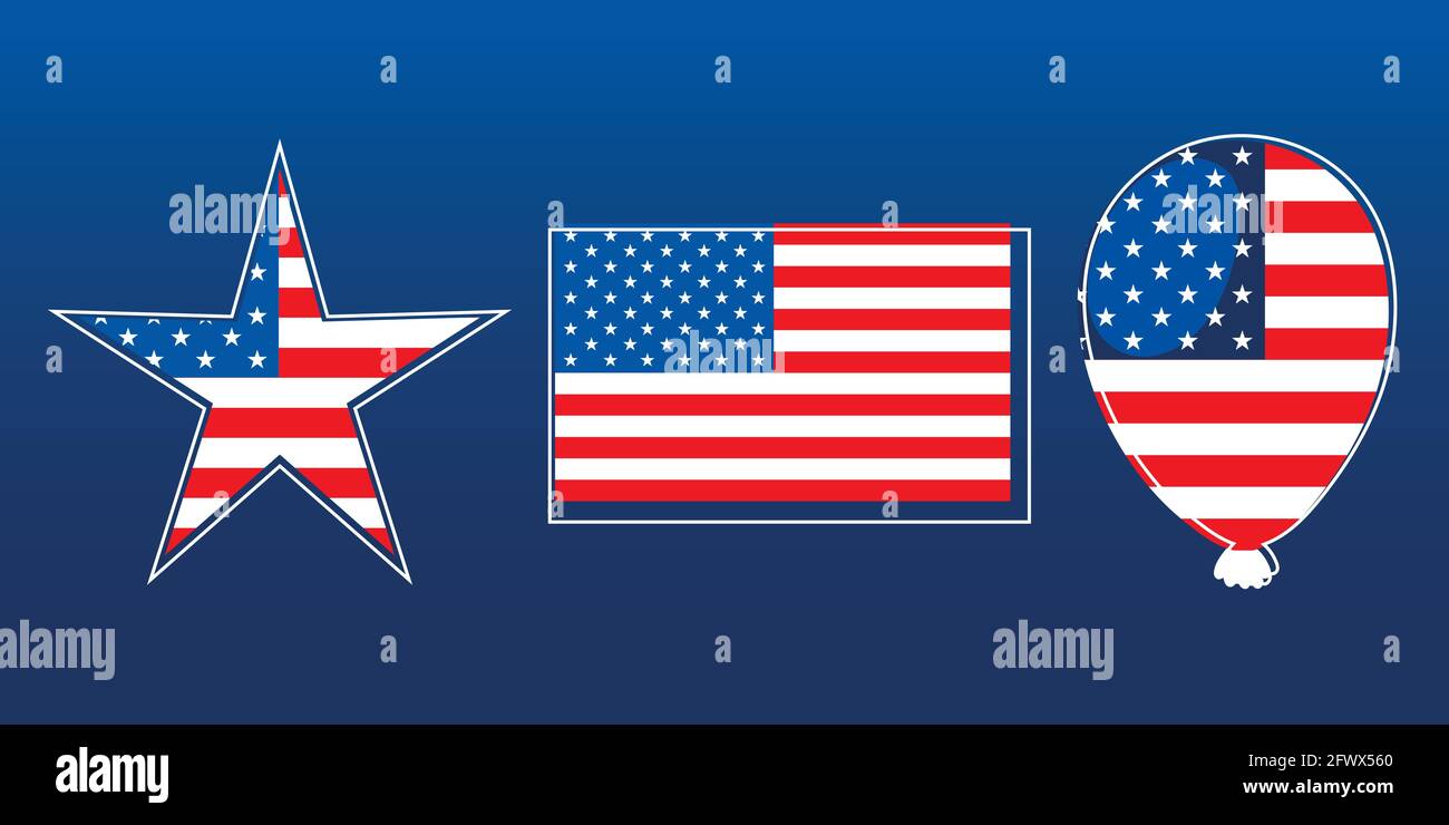 american flag set Stock Vector Image & Art - Alamy