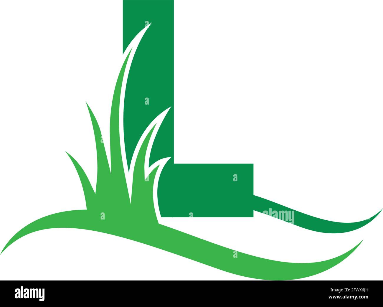 Letter L behind a green grass icon logo design vector template Stock ...
