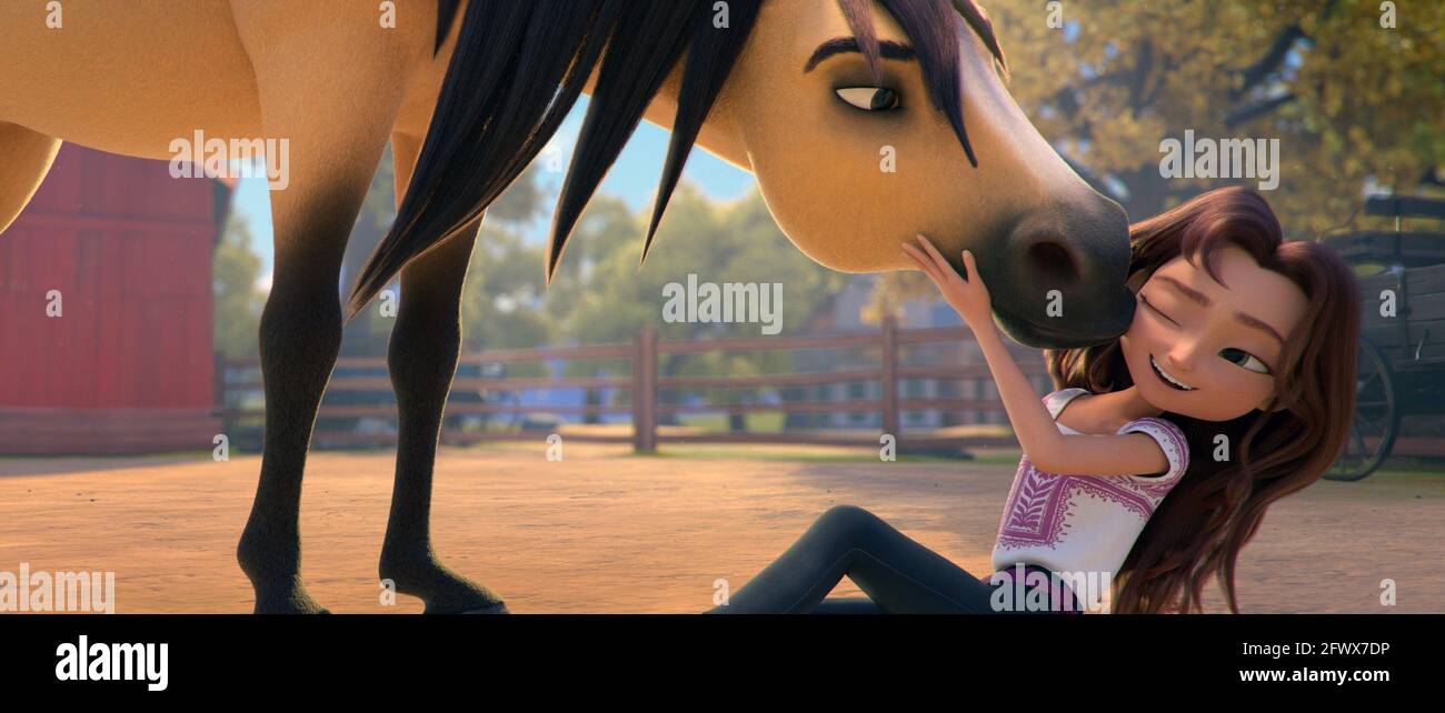 SPIRIT UNTAMED, Lucky Prescott (voice: Isabela Merced) with Spirit (top ...