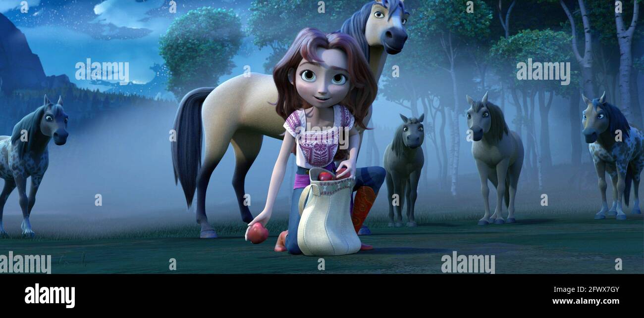 SPIRIT UNTAMED, Lucky Prescott (voice: Isabela Merced) with Spirit (top ...