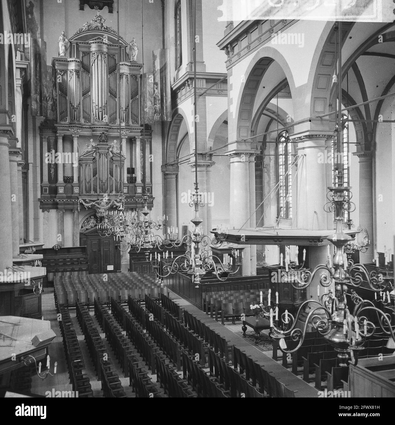Amsterdam. Interior of the Westerkerk with the large organ, September 2 ...