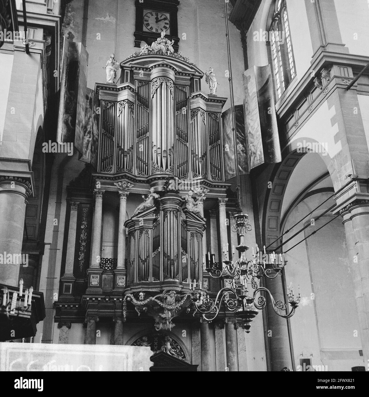 Amsterdam. Interior of the Westerkerk with the large organ, September 2 ...