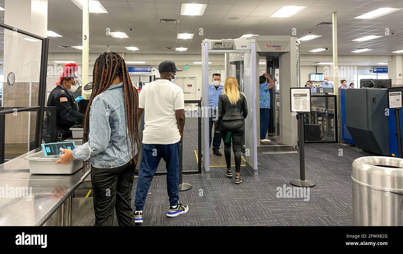 Sanford, FL USA - May 13, 2021: The TSA security area at the Orlando ...