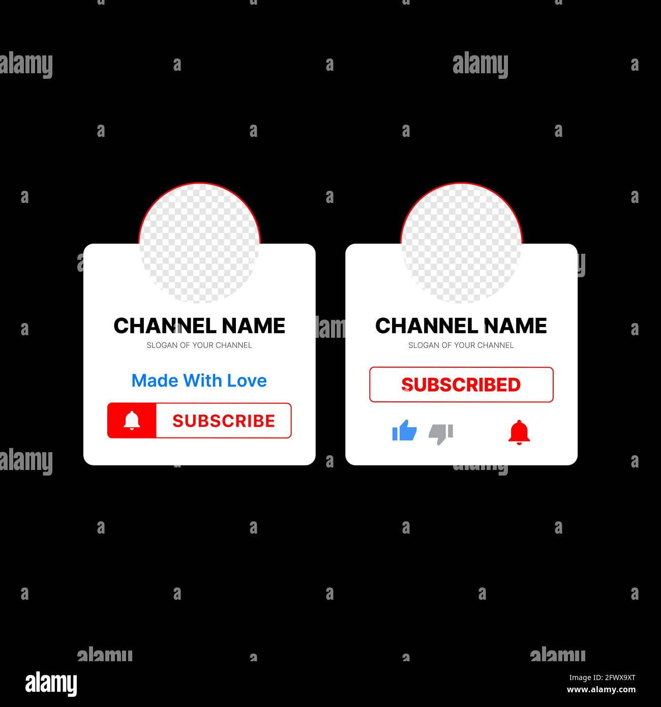 Template for Account Interface on Video Platform. Subscribe button. But ...