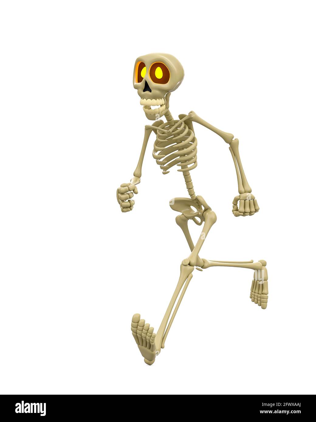 skeleton cartoon is running late, 3d illustration Stock Photo - Alamy
