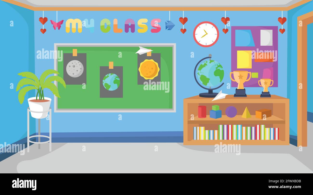 Children illustration,school class background with ornament class and ...