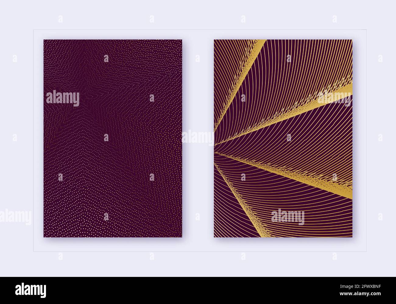 Cover design template set. Abstract lines modern brochure layout. Gold ...