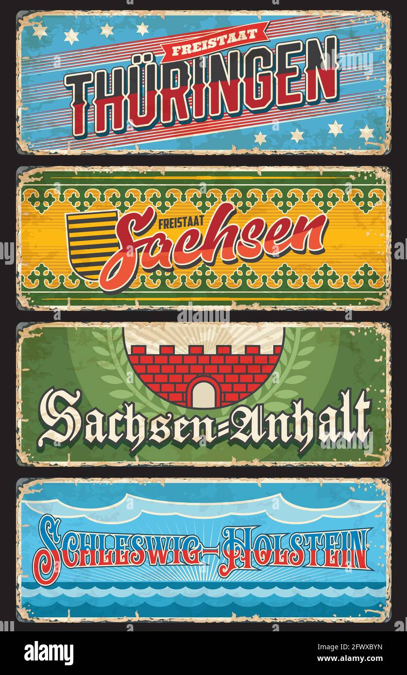 Germany Sachsen Anhalt, Thuringen and Schleswig Holstein metal plates ...