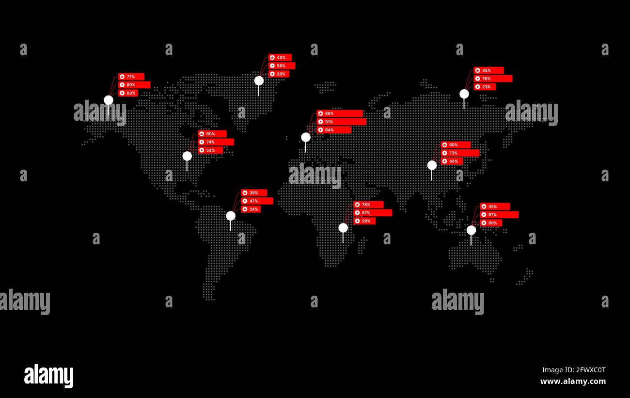 World Map For Statistics in Social Media. Vector illustration Stock ...