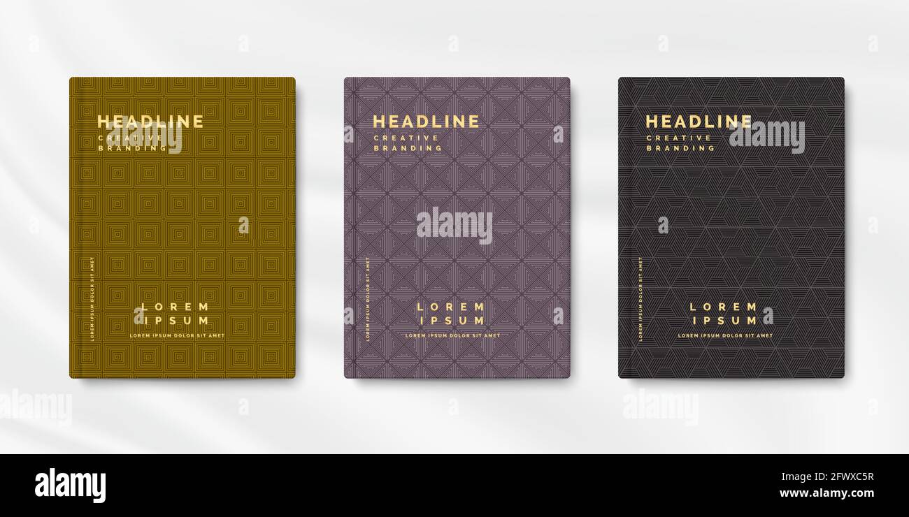 Set of abstract geometric pattern book cover template. Background ...