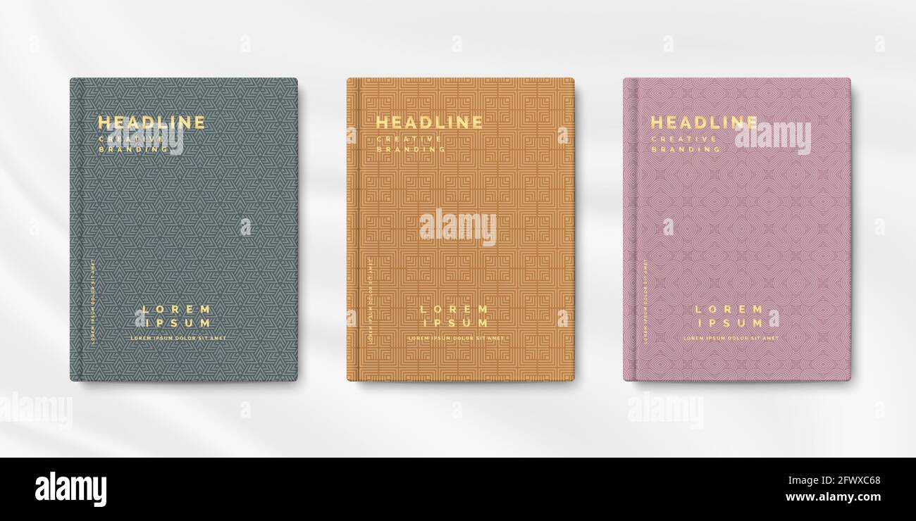 Set of abstract geometric pattern book cover template. Background ...