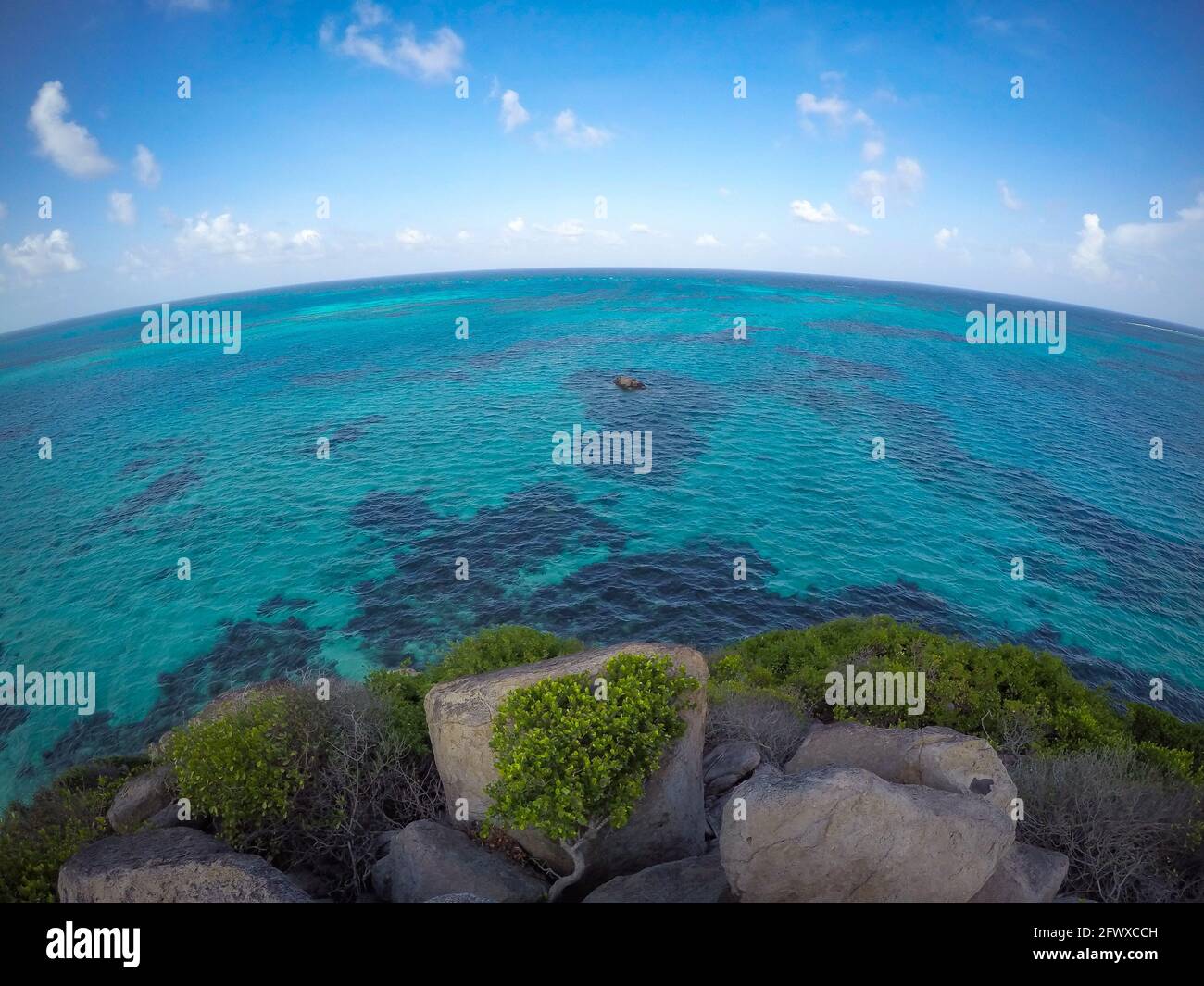 The round planet Earth with the turquoise Caribbean Sea seen from the ...