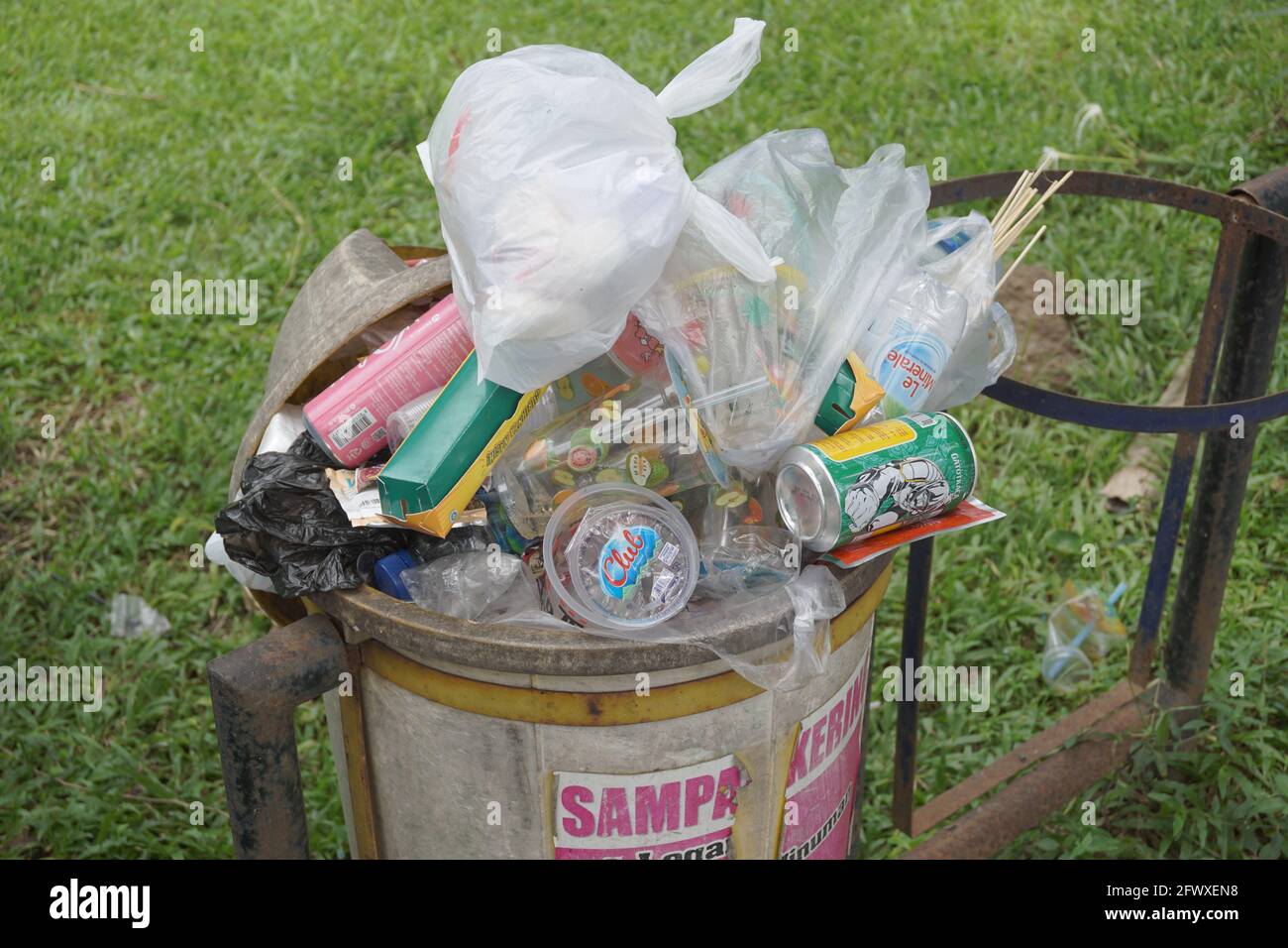 The dustbin with natural background Stock Photo - Alamy