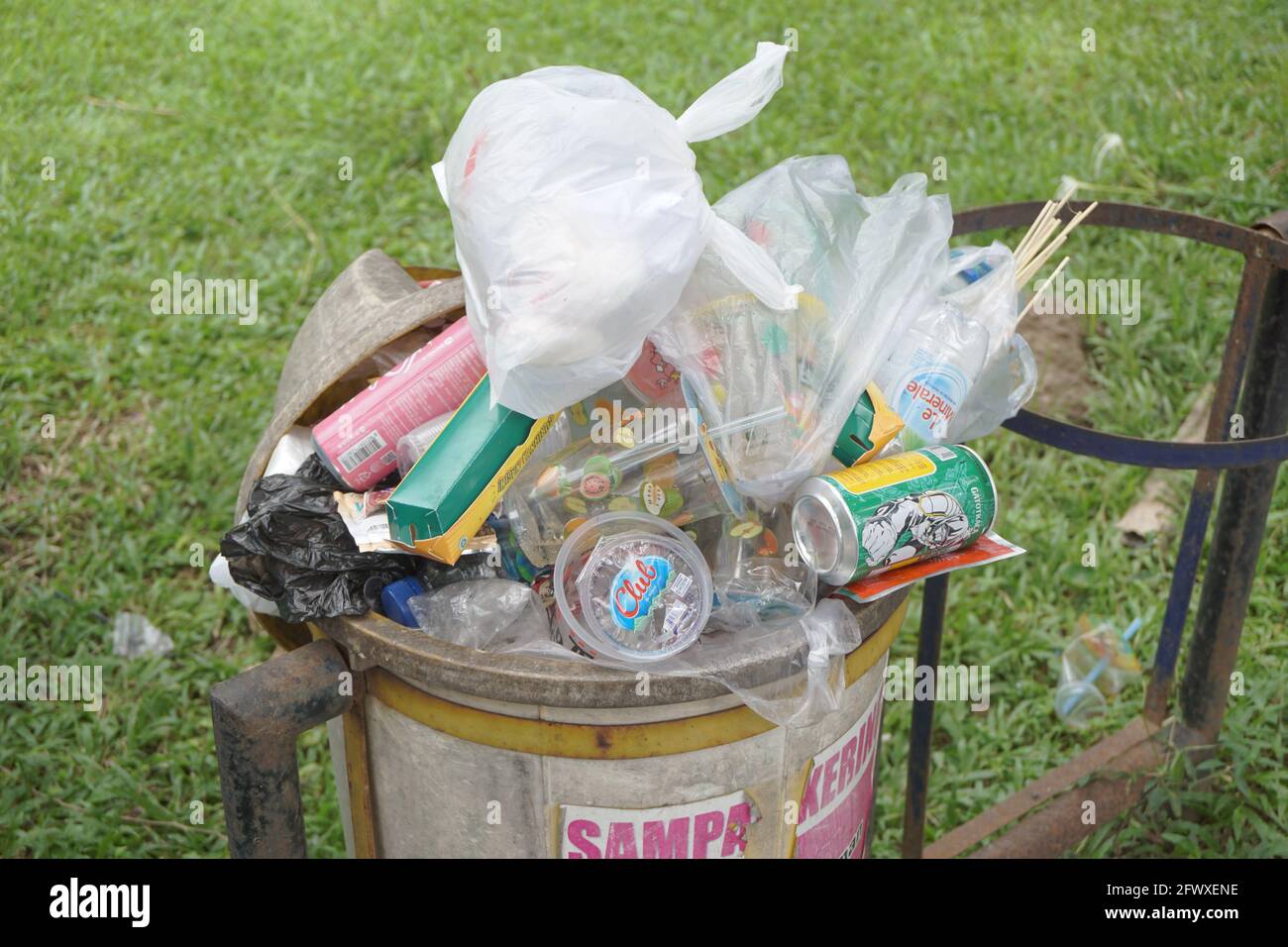 The dustbin with natural background Stock Photo - Alamy
