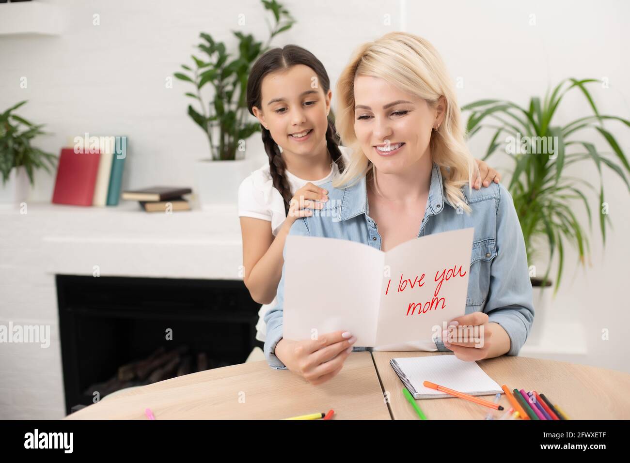 mother daughter study together at home Stock Photo - Alamy