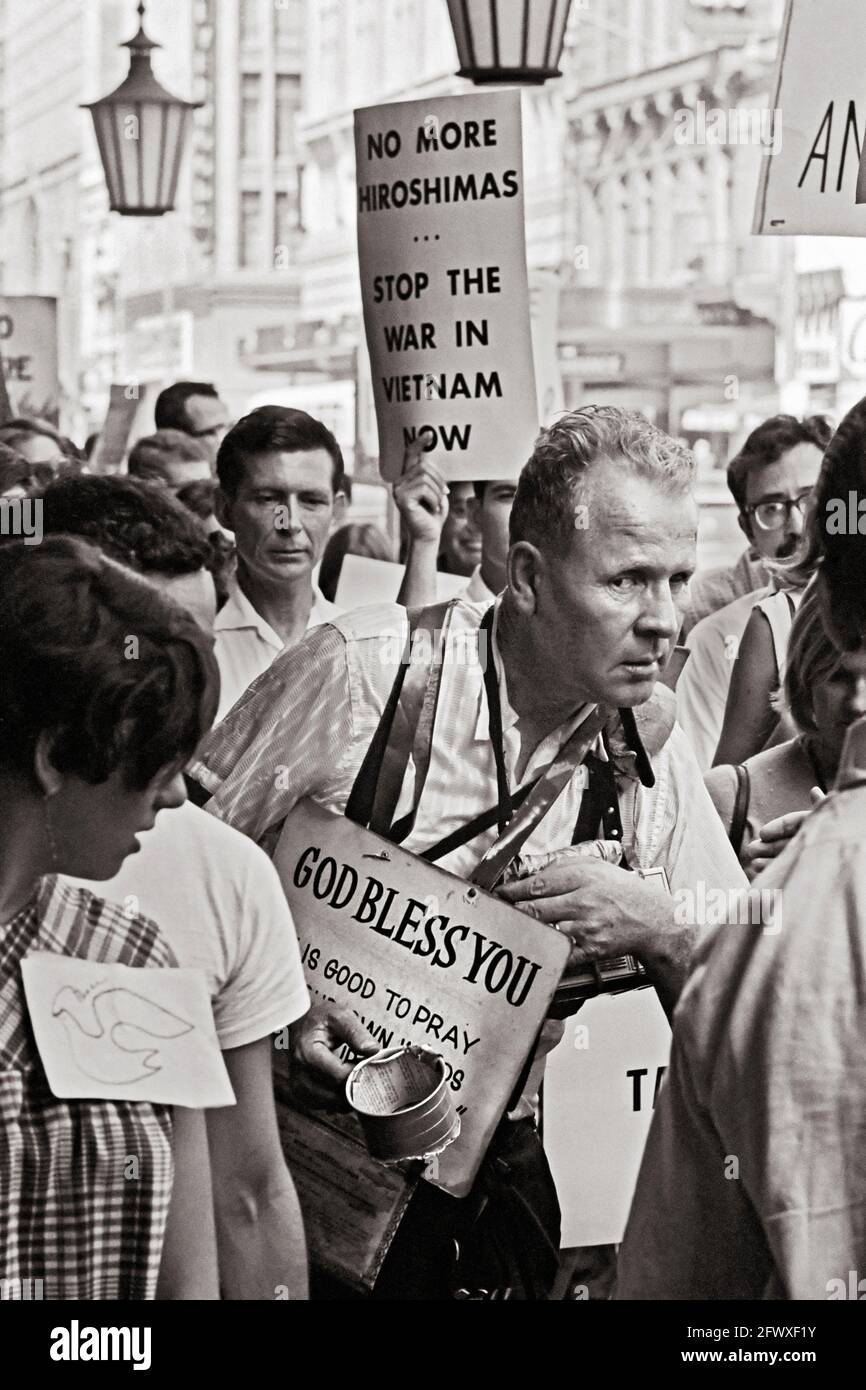 Blind Man Caught in Protest March Stock Photo - Alamy