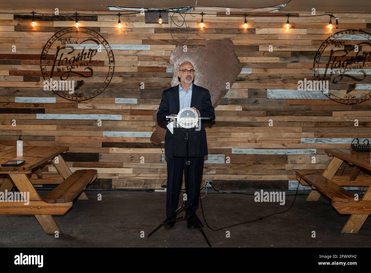 New York, NY - May 24, 2021: James Oddo speaks during Lieutenant ...