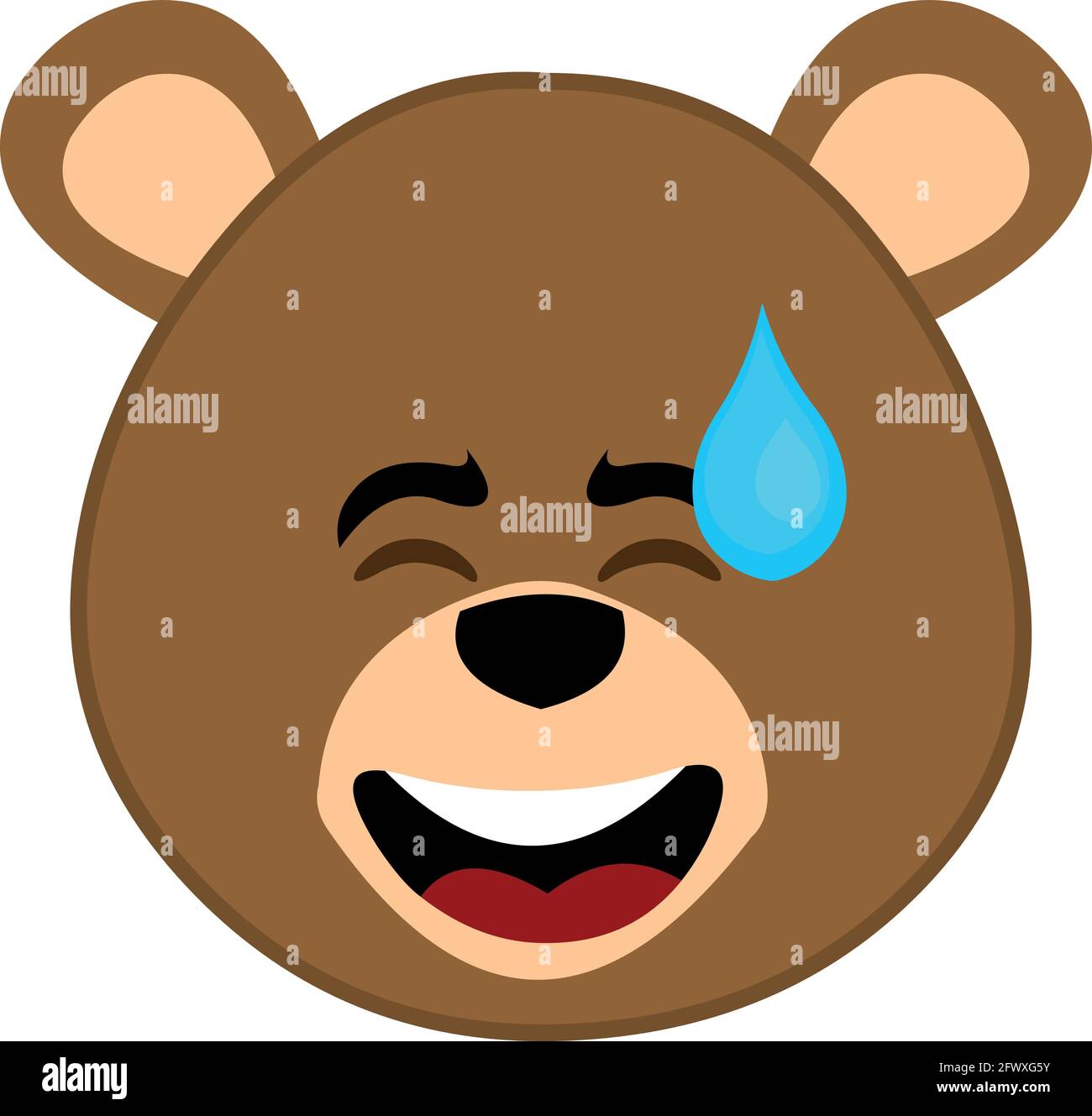 Vector emoticon illustration of a cartoon bear's face with an ...