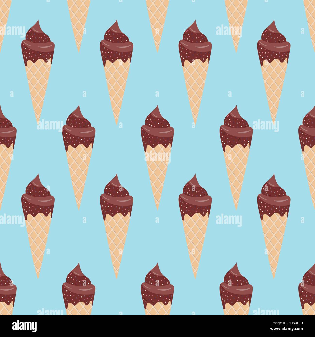 Vector seamless pattern with chocolate ice cream Classic waffle cones ...