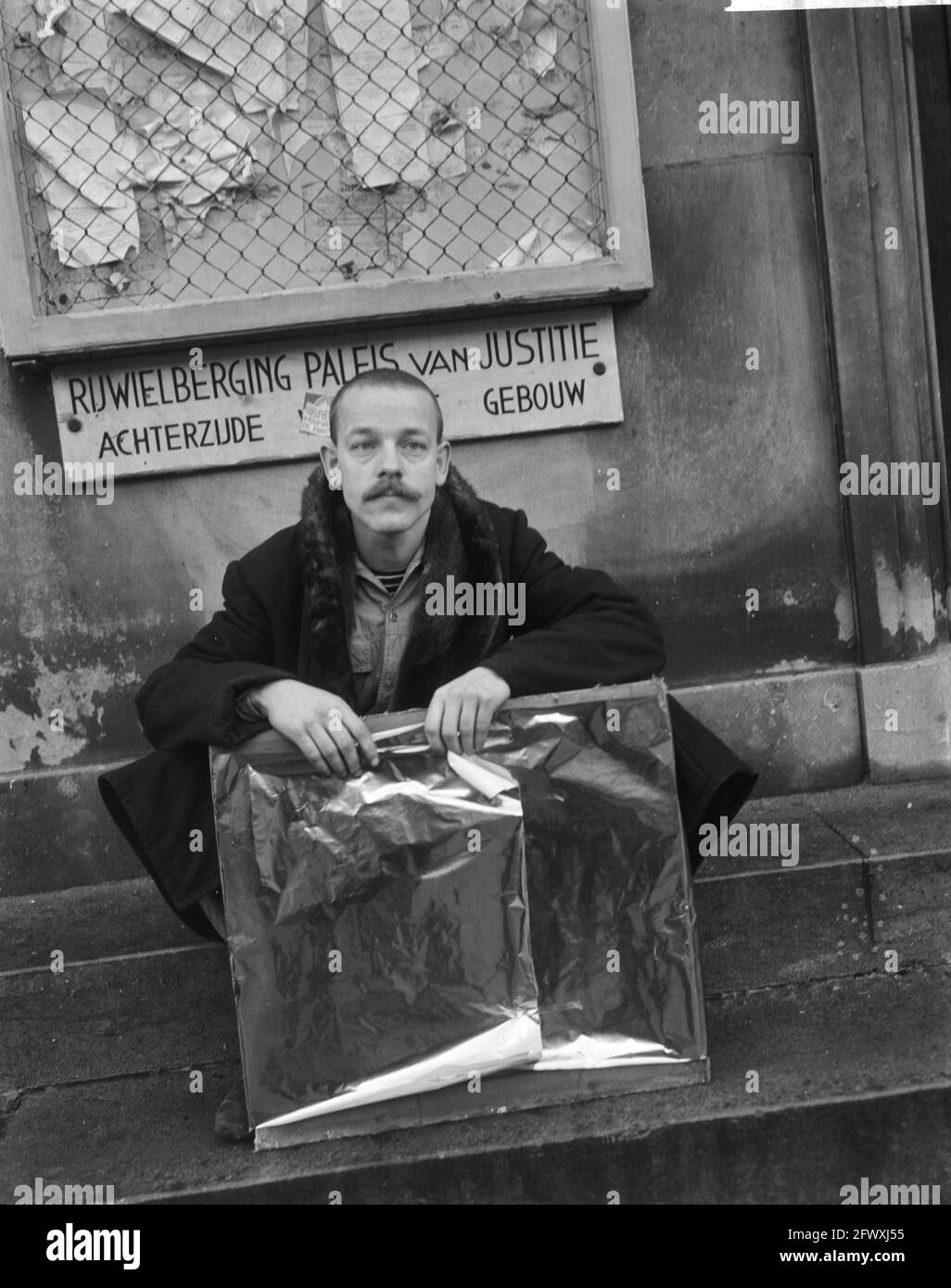 Provo-protest, lone provo on the sidewalk of the Palace of Justice on ...