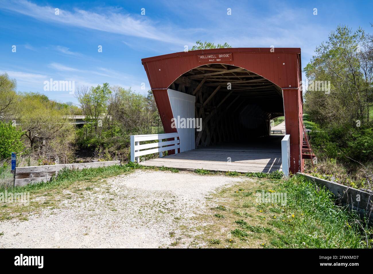 The Holliwell covered bridge, in Winterset Iowa, part of the bridges of ...