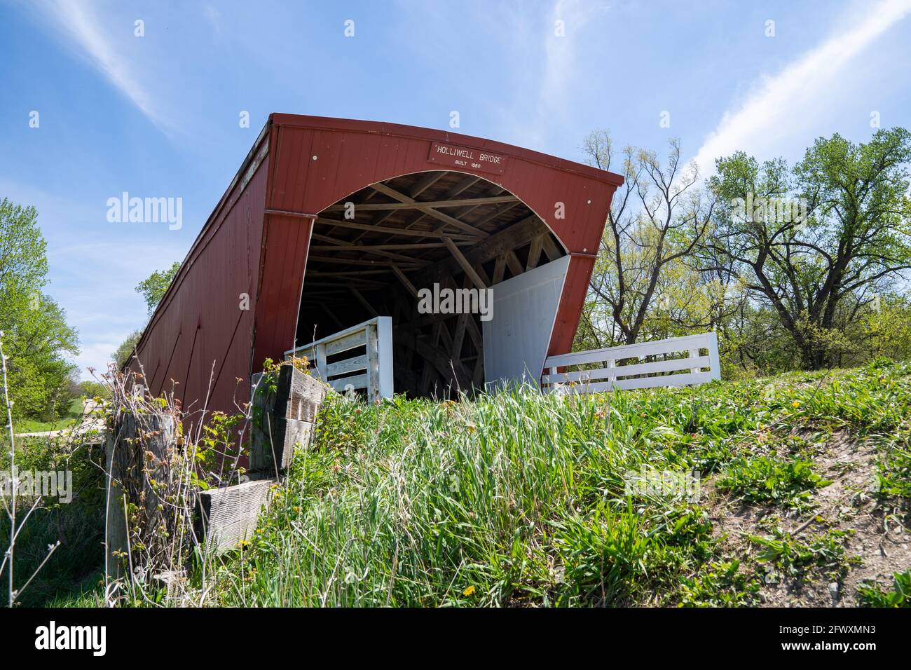 The Holliwell covered bridge, in Winterset Iowa, part of the bridges of ...