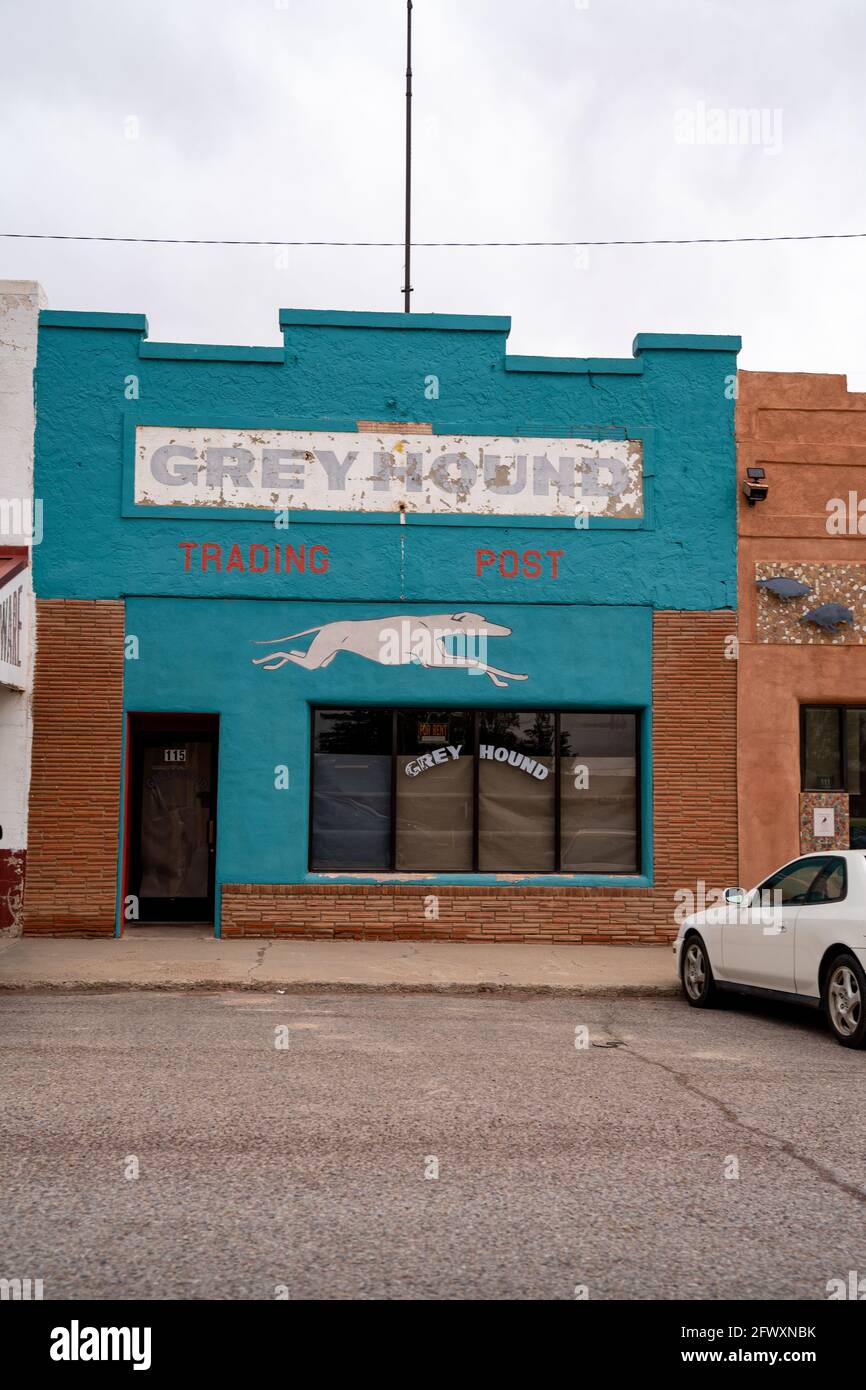 Mountainair, New Mexico - May 7, 2021: Exterior of an old abandoned ...