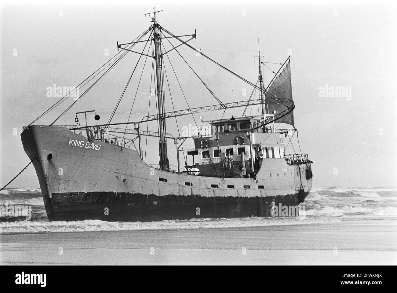 Radio-transmitting ship Radio Capitol stranded by storm near Noordwijk ...