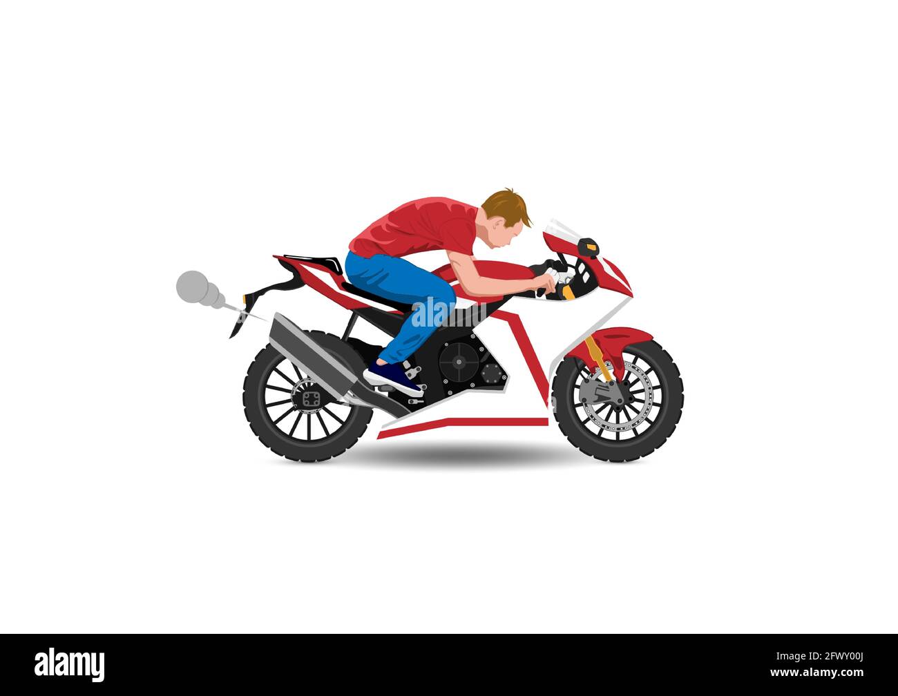 man riding motorcycle vector illustration white background Stock Vector ...