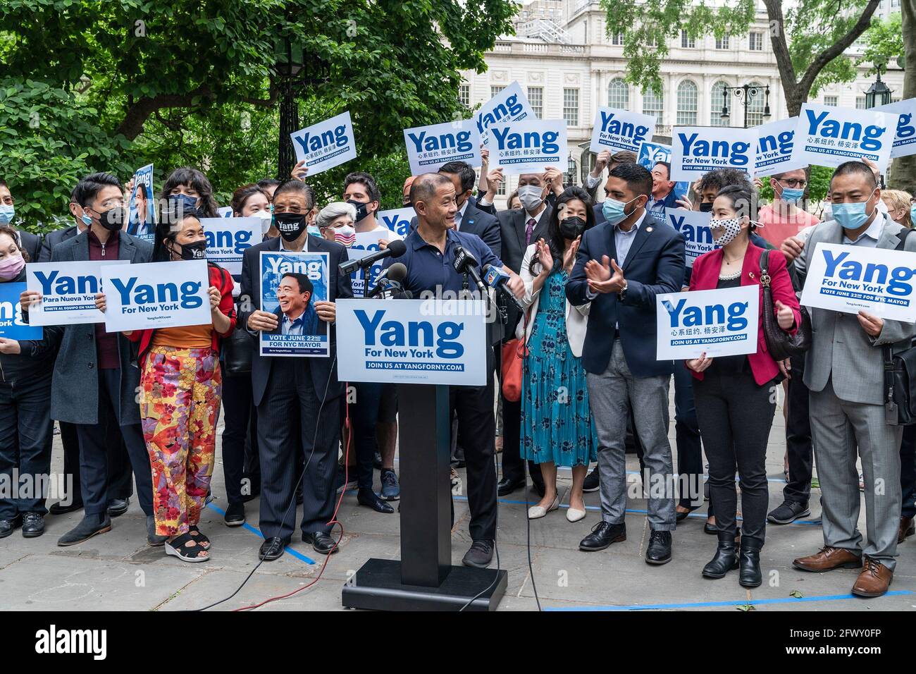 New York, United States. 24th May, 2021. State Senator John Liu speaks ...