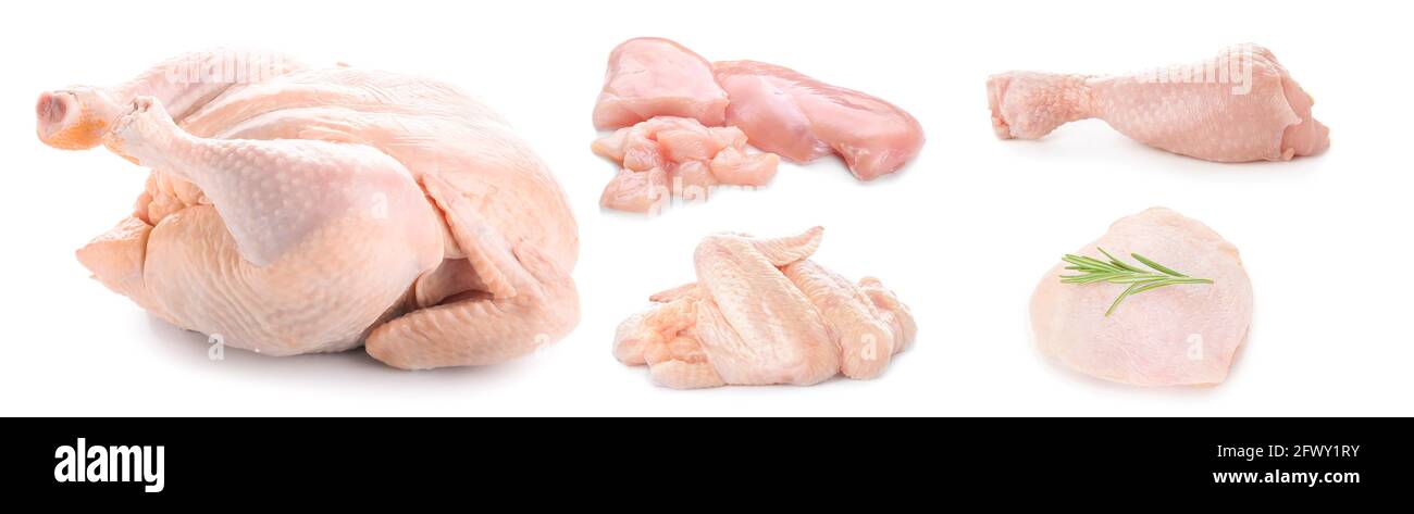 Fresh chicken meat on white background Stock Photo - Alamy