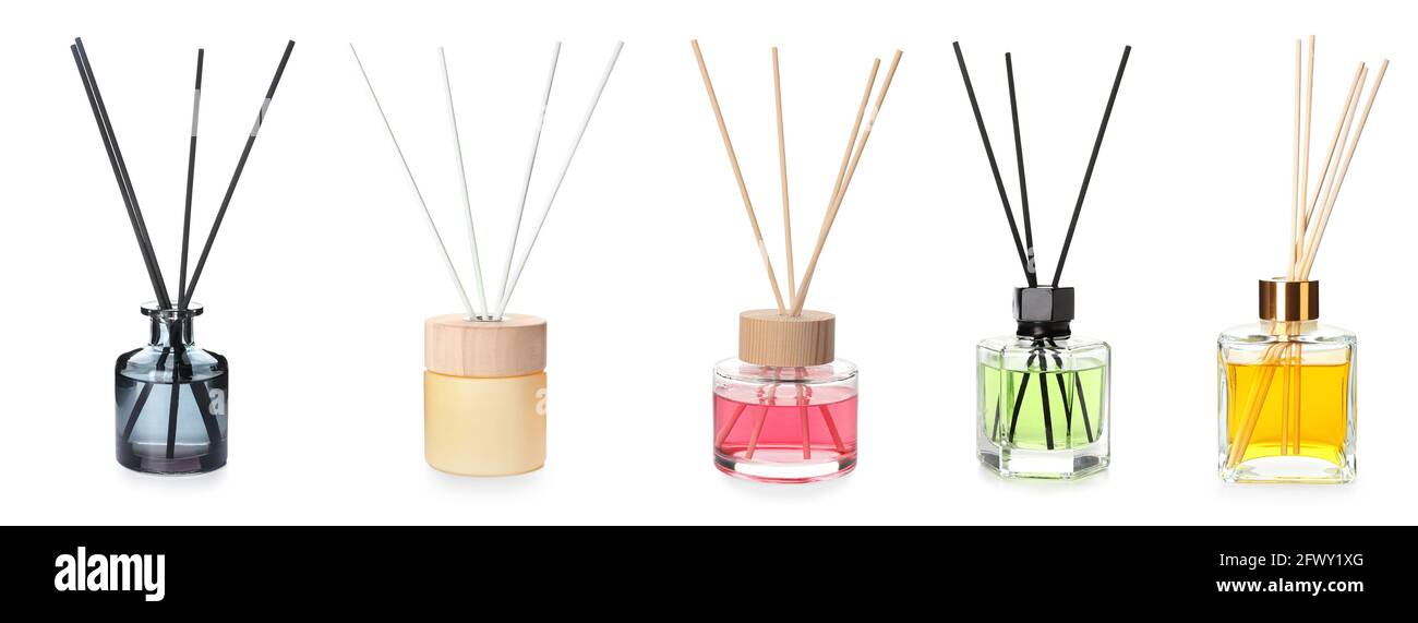 Set of air fresheners on white background Stock Photo - Alamy