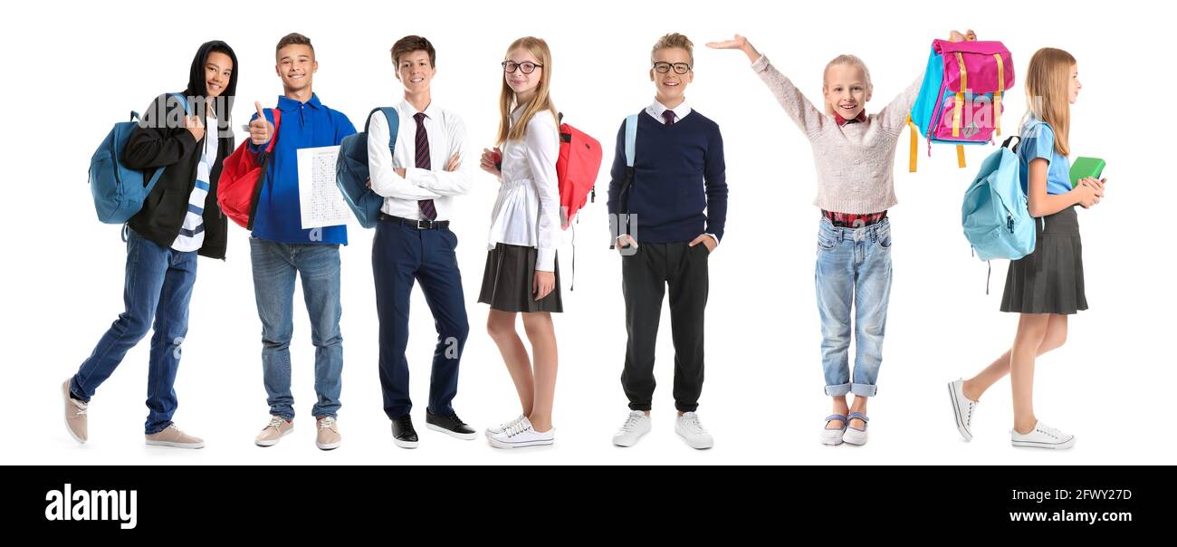 Cute pupils on white background Stock Photo - Alamy