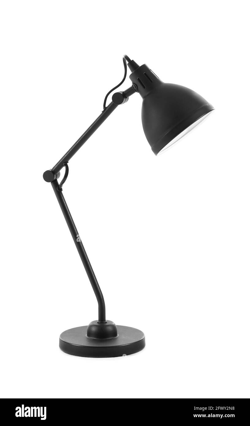 Stylish table lamp on white background Stock Photo - Alamy