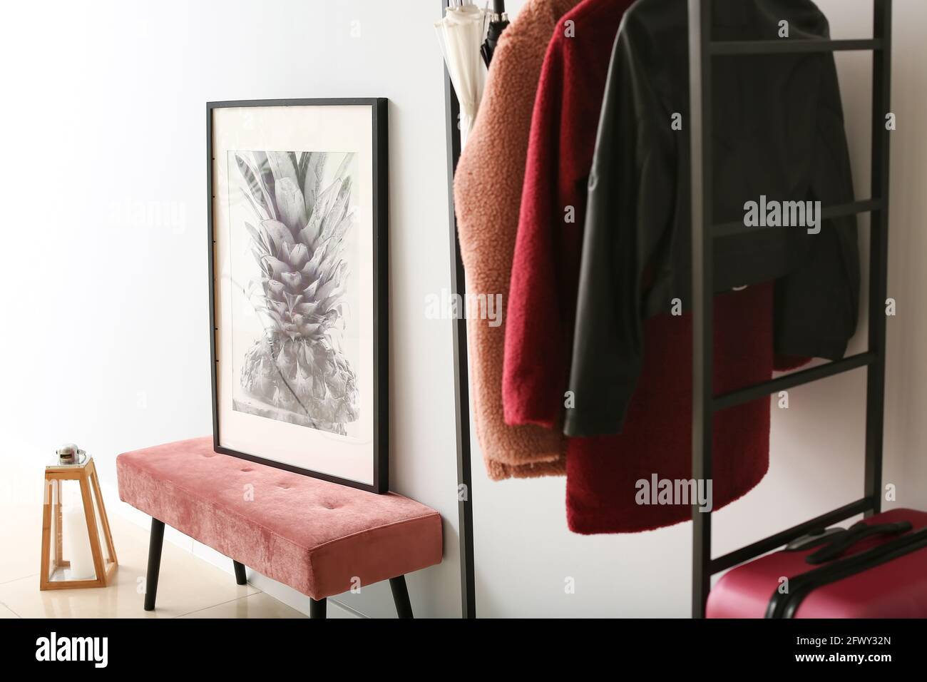 Stylish interior of modern hall with picture Stock Photo - Alamy