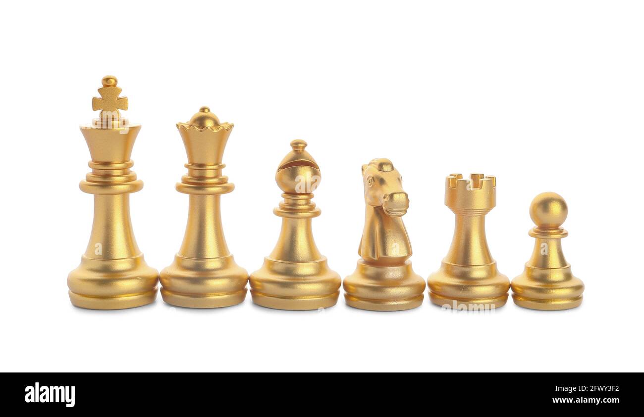 Golden chess pieces Cut Out Stock Images & Pictures - Alamy