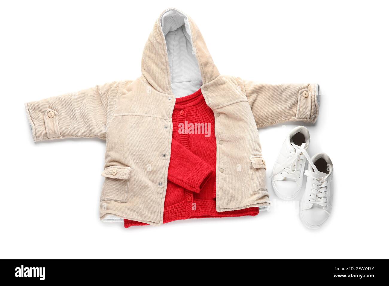 Children's clothes on white background Stock Photo - Alamy