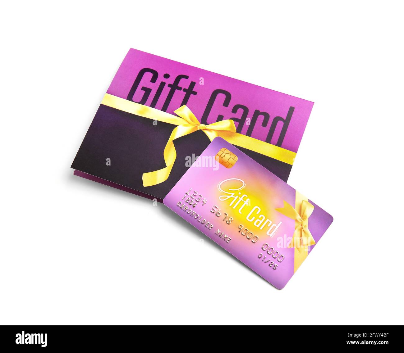 Gift card on white background Stock Photo - Alamy