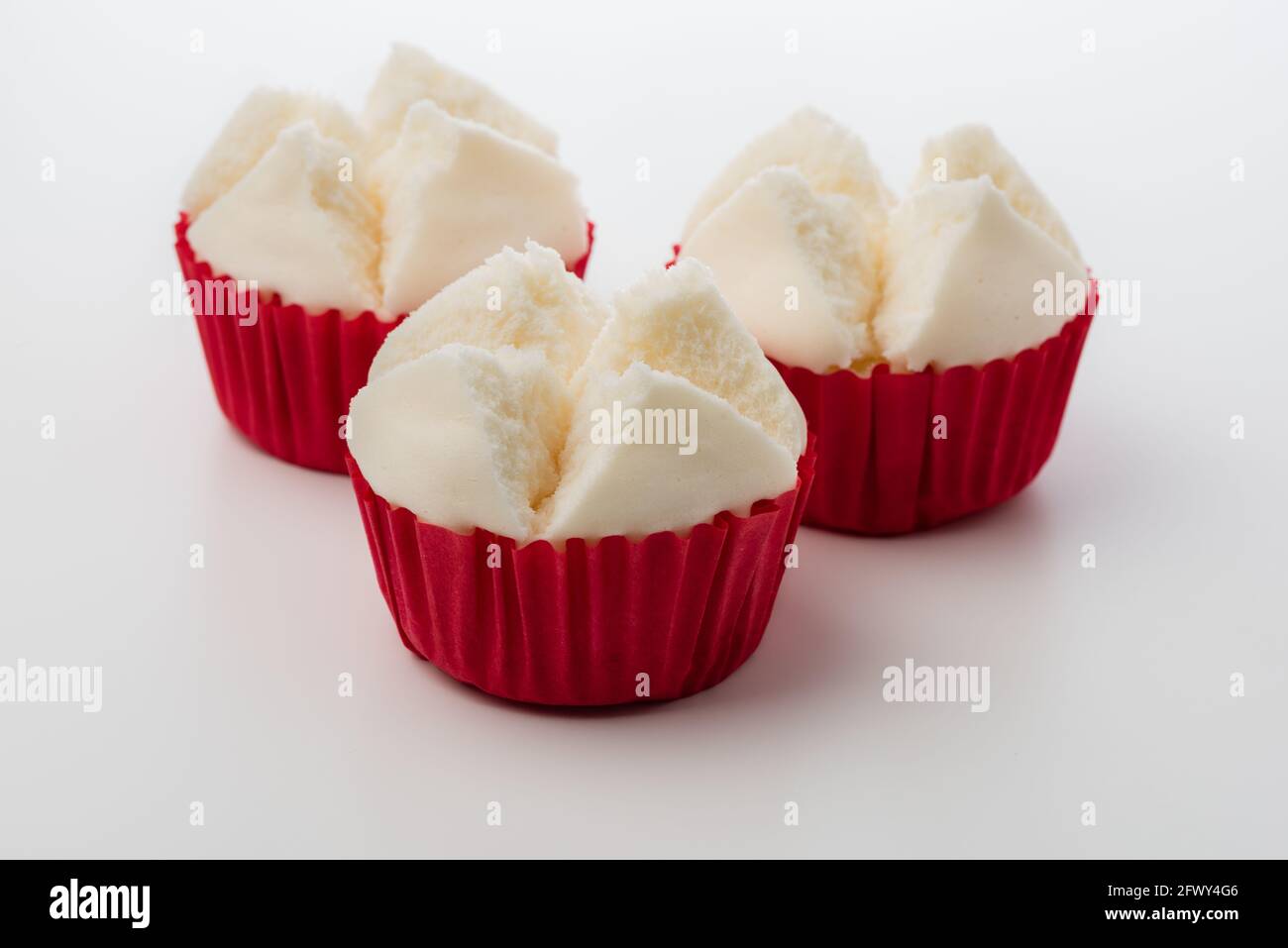 Thai steamed cupcakes isolated over white background. Thai steamed ...