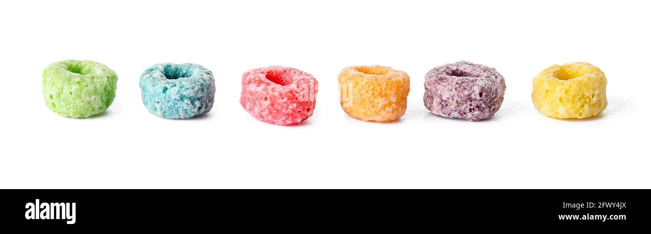 Cereal rings on white background Stock Photo - Alamy
