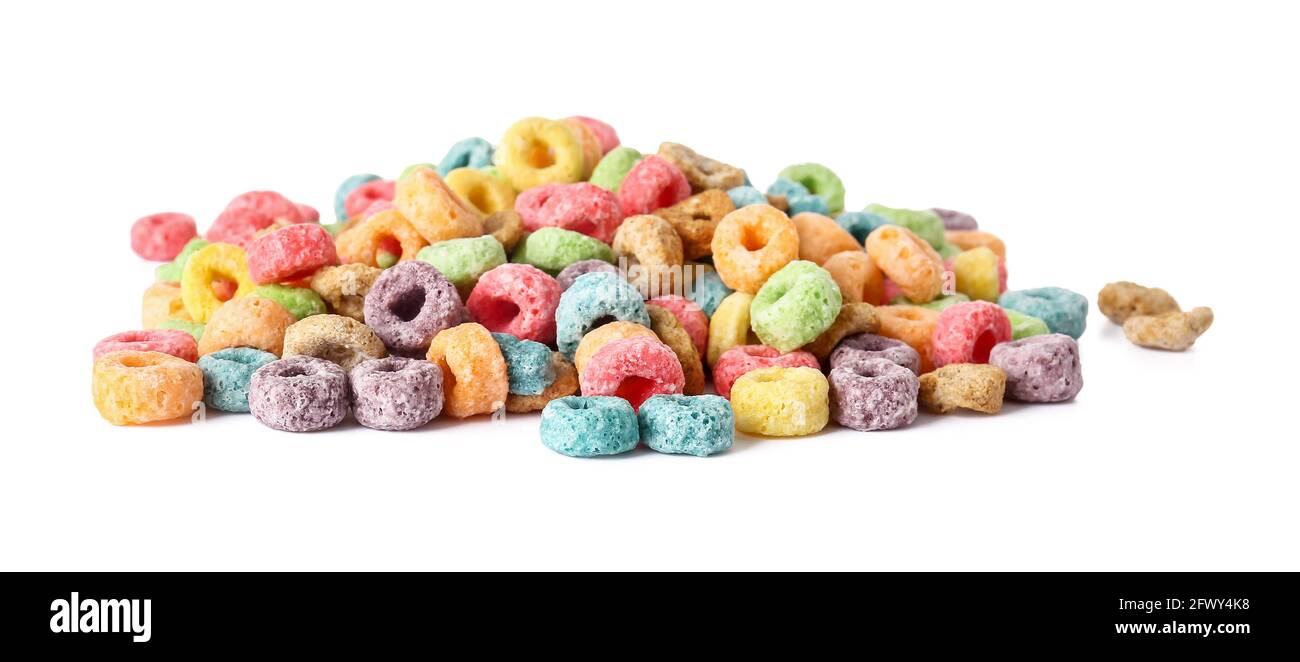 Cereal rings on white background Stock Photo - Alamy