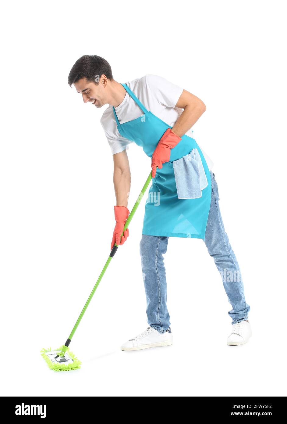 Man mopping floor Cut Out Stock Images & Pictures - Alamy