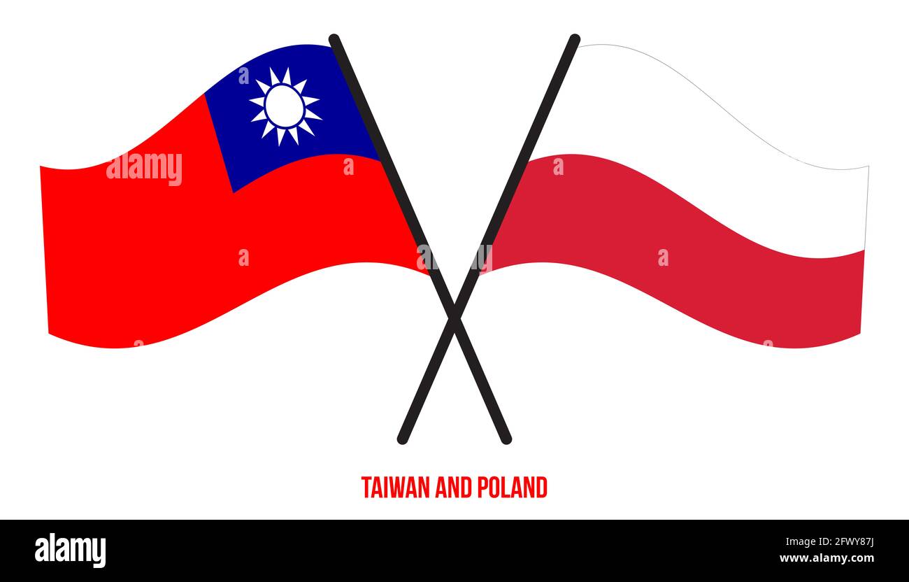 Taiwan and Poland Flags Crossed And Waving Flat Style. Official ...