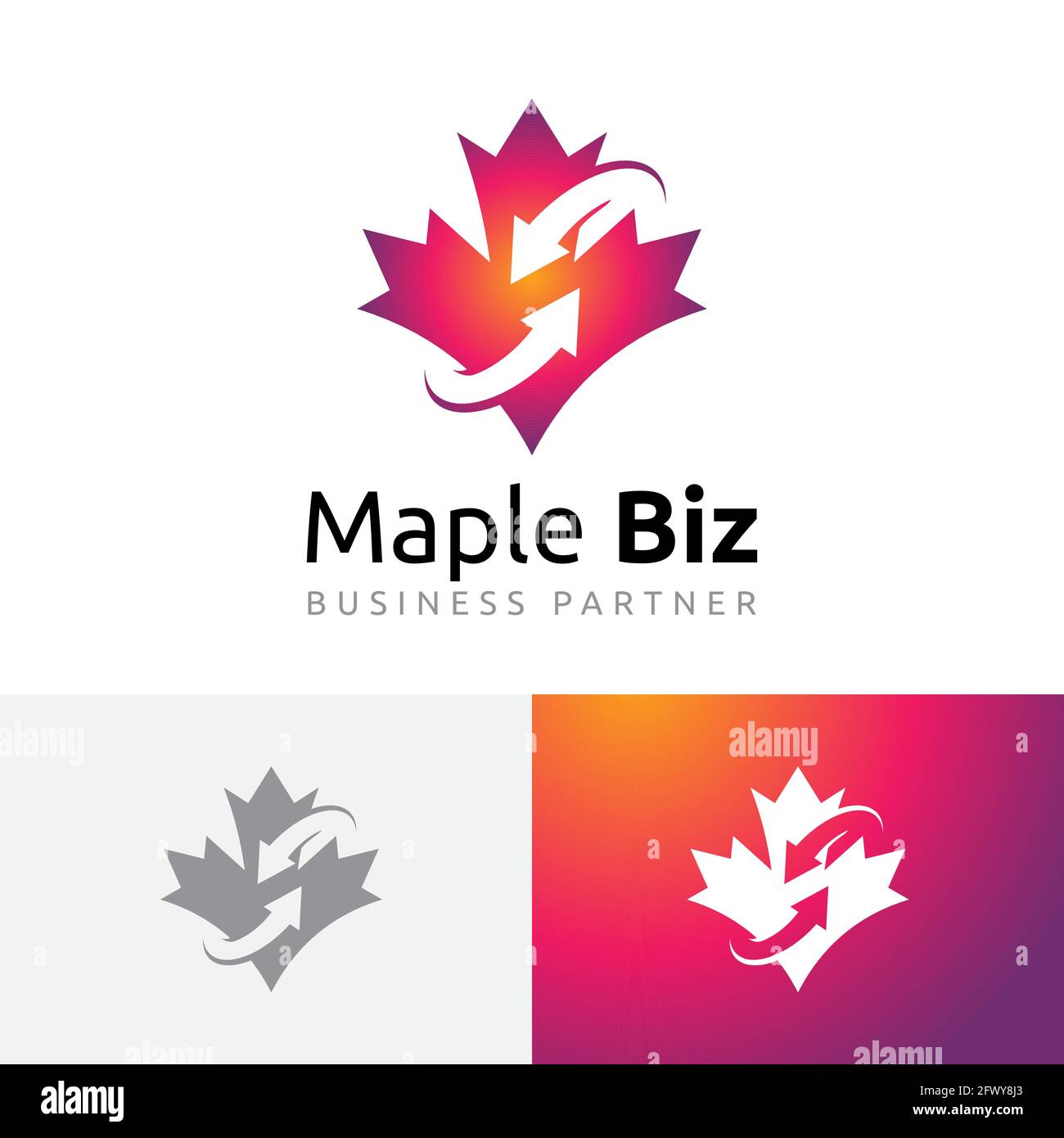 Maple Leaf Business Partner Solution Arrow Nature Logo Stock Vector ...