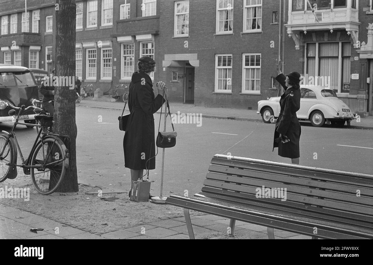 Radar control car for measuring excessive speed, female police in ...