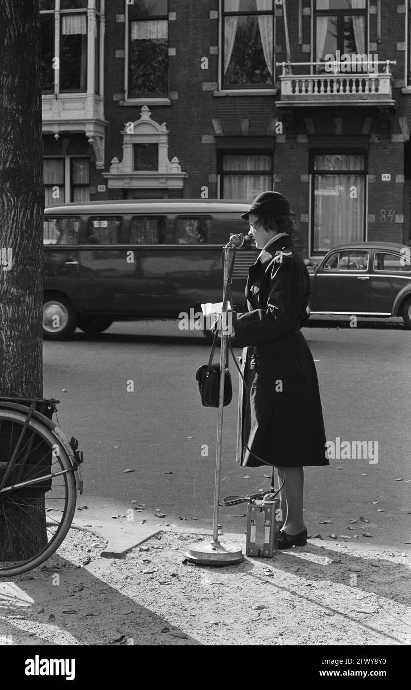 Radar control vehicle for measuring excessive speed, female police in ...