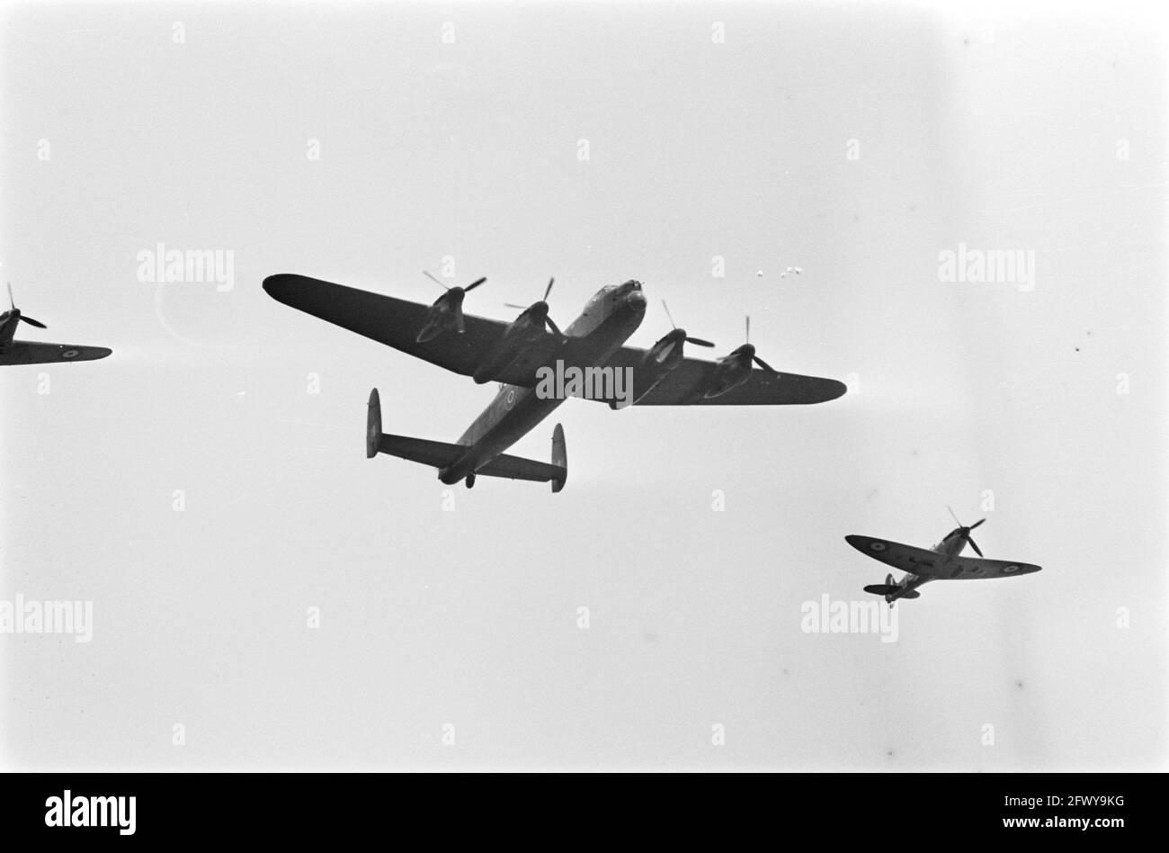 Old RAF aircraft at Schiphol Airport; Fltr. Hawker Hurricane, Lancaster ...
