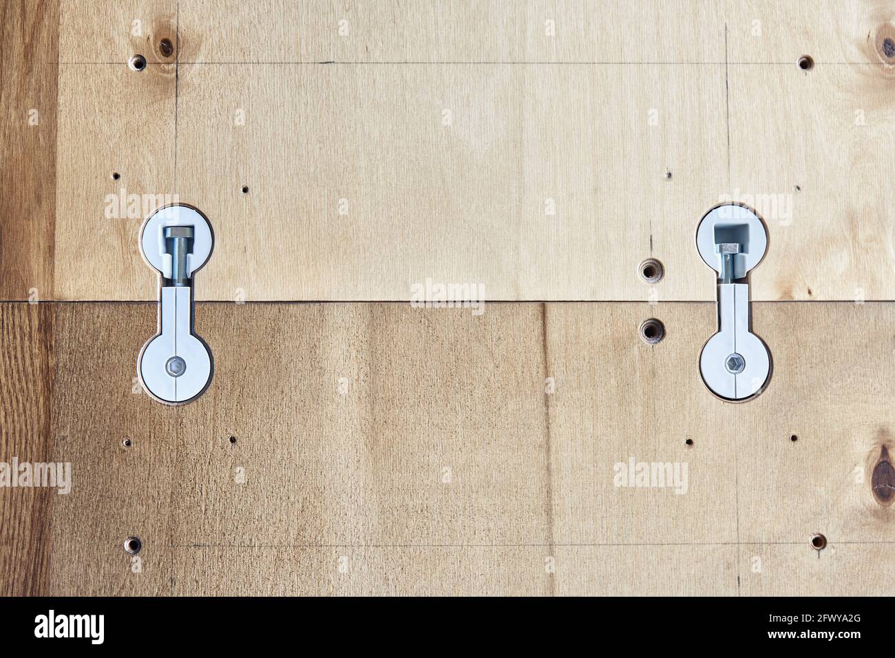 Large wooden dining table with installed worktop connectors extreme ...