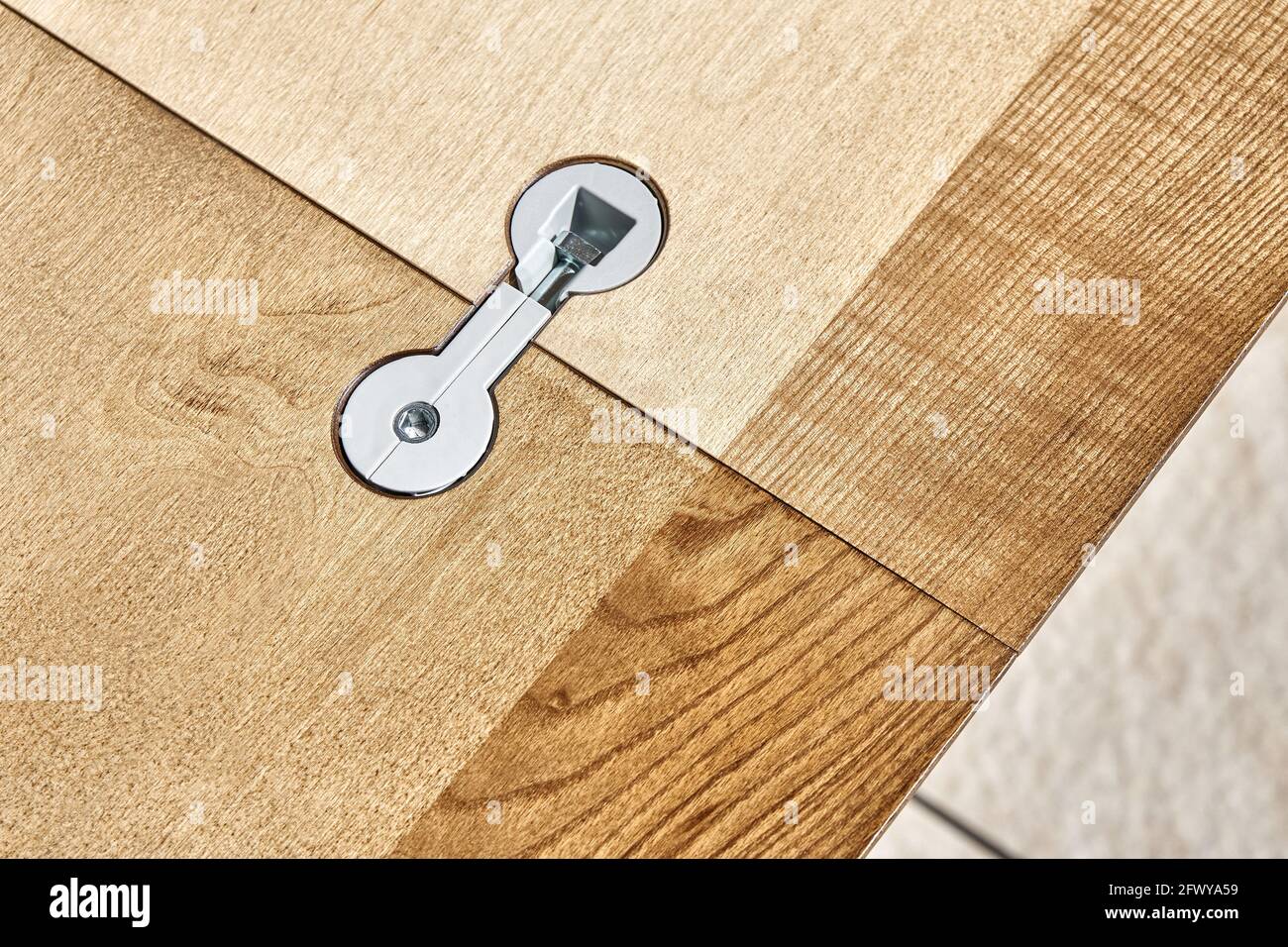 Large wooden dining table with installed worktop connectors extreme ...