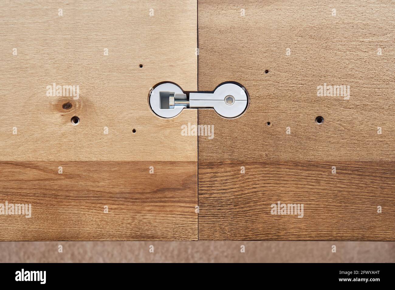 Large wooden dining table with installed worktop connectors extreme ...